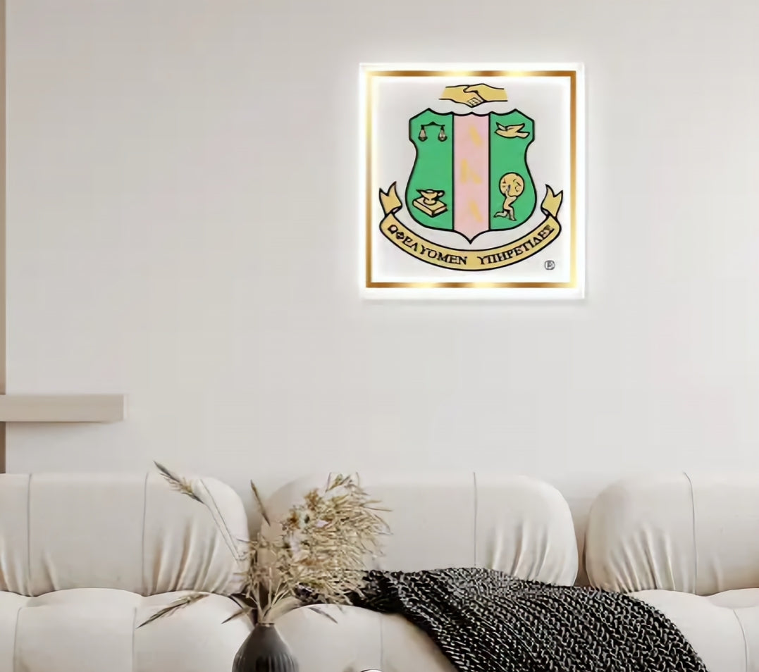 AKA® Coat Of Arms Acrylic LED Sign [Square] – A Greek Creation